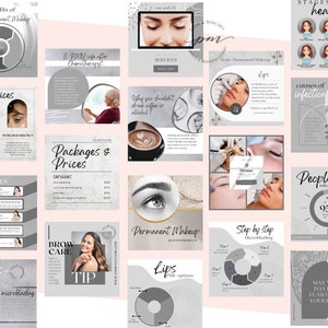 Permanent Makeup Instagram Post Templates, Editable PMU Social Media ...