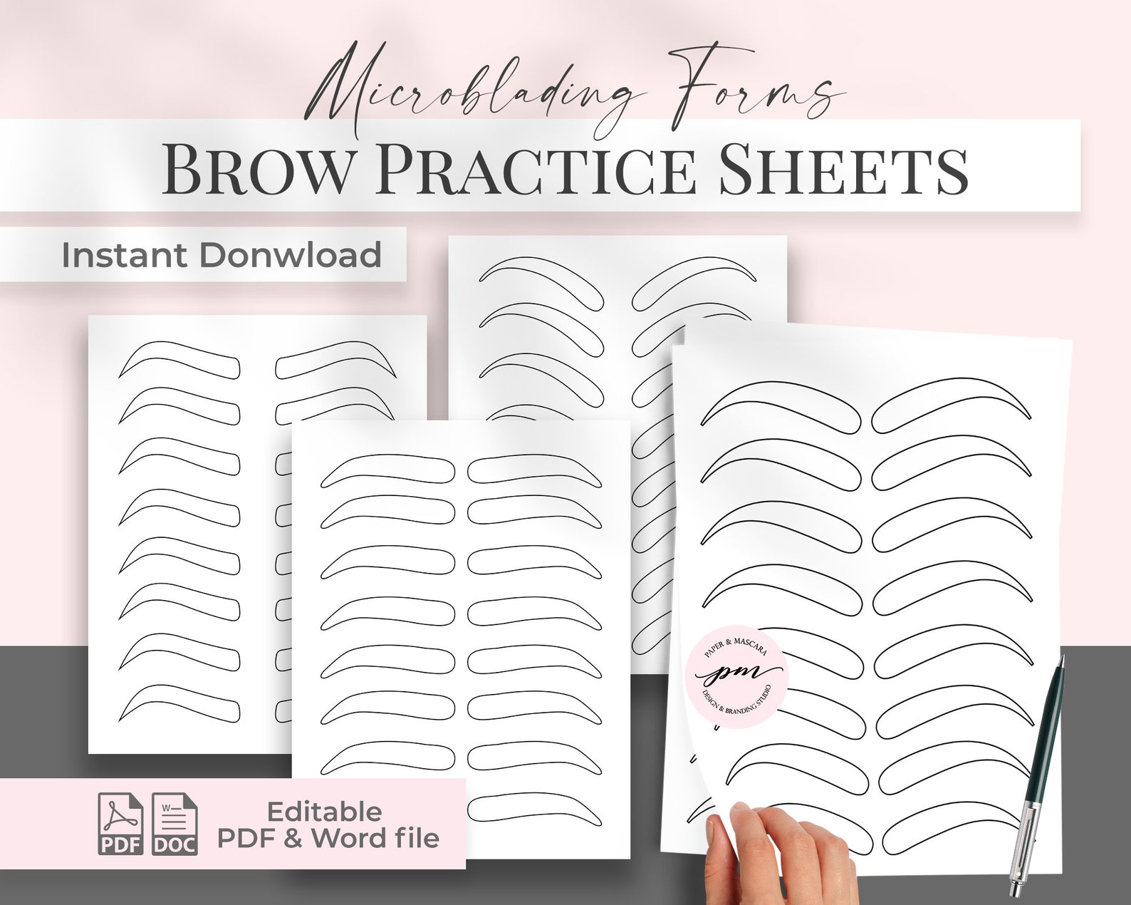 Brow Practice Sheets Eyebrow Microblading Practice Sheets - Etsy