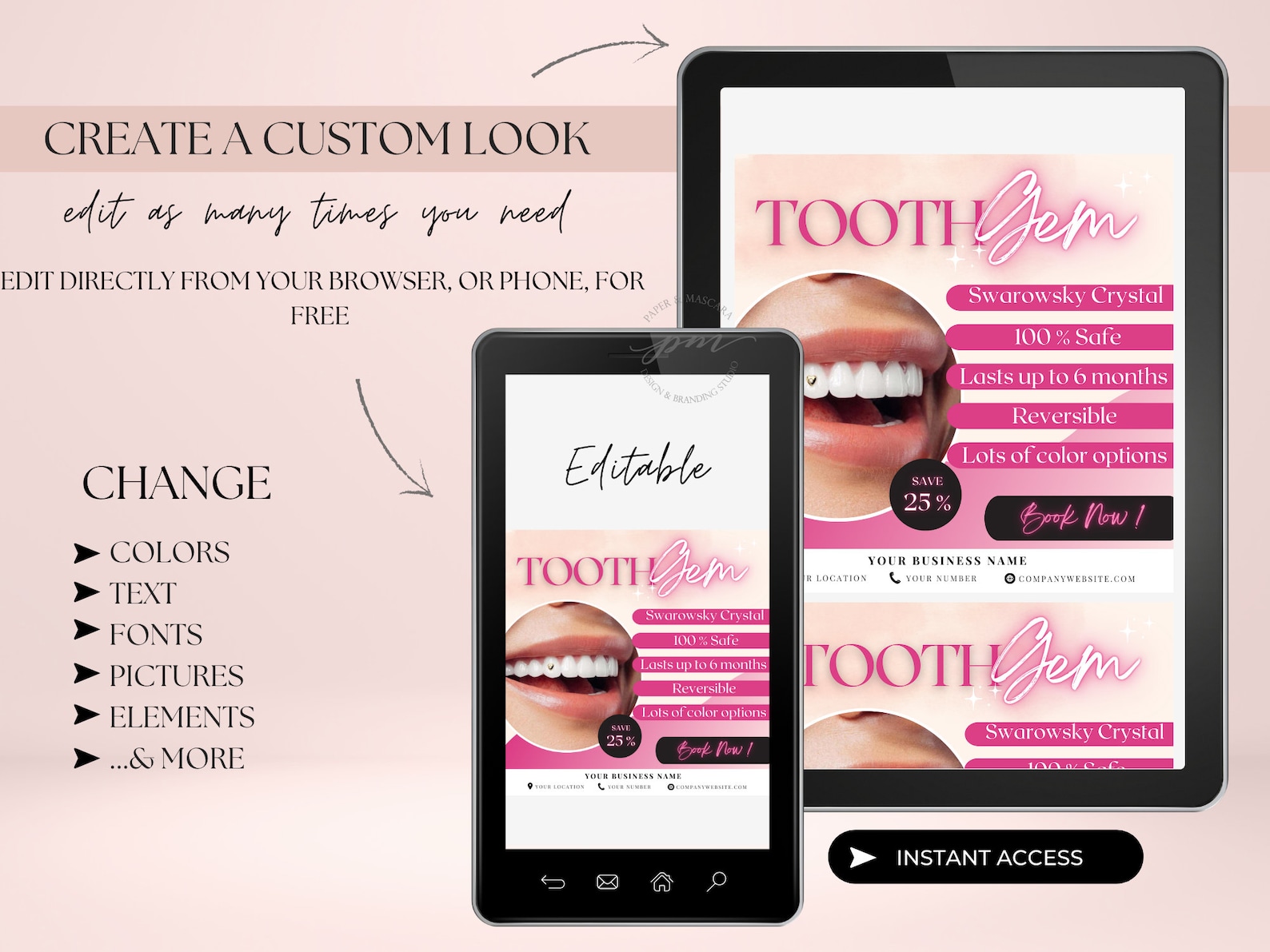 Editable Tooth Gem Flyer Template Tooth Charms Instagram - Etsy
