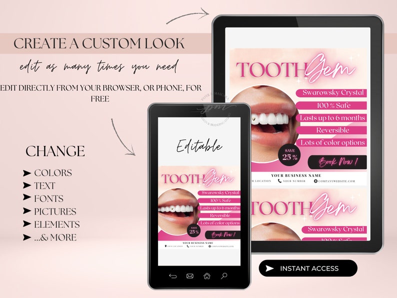 Editable Tooth Gem Flyer Template Tooth Charms Instagram - Etsy