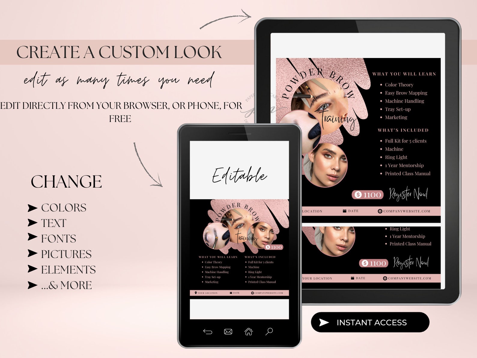 Powder Brow Couse Flyer Template PMU Brows Flyer Template - Etsy