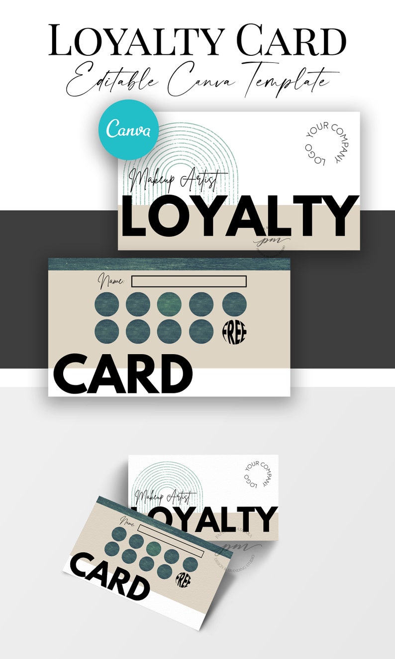 Editable Loyalty Card Template Modern Editable Reward Punch - Etsy