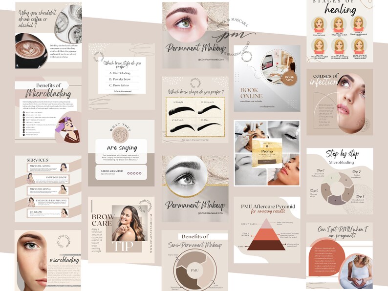 Permanent Makeup Instagram Post Templates Editable PMU Social - Etsy