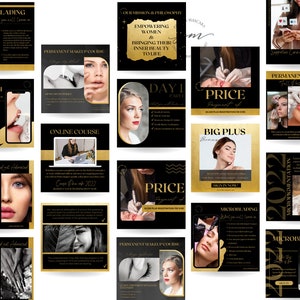 Permanent Makeup Course Instagram Post Templates, Editable PMU Social ...