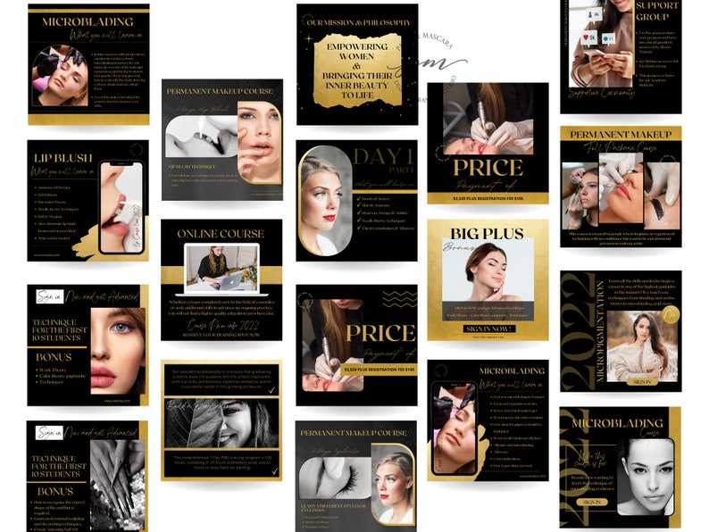 Permanent Makeup Course Instagram Post Templates, Editable PMU Social ...
