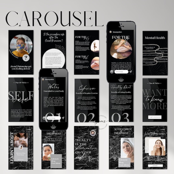 Instagram Carousel Story Template Black Editable Instagram - Etsy