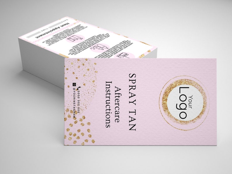 Editable Spray Tan Aftercare Card Spray Tan Loyalty Card | Etsy