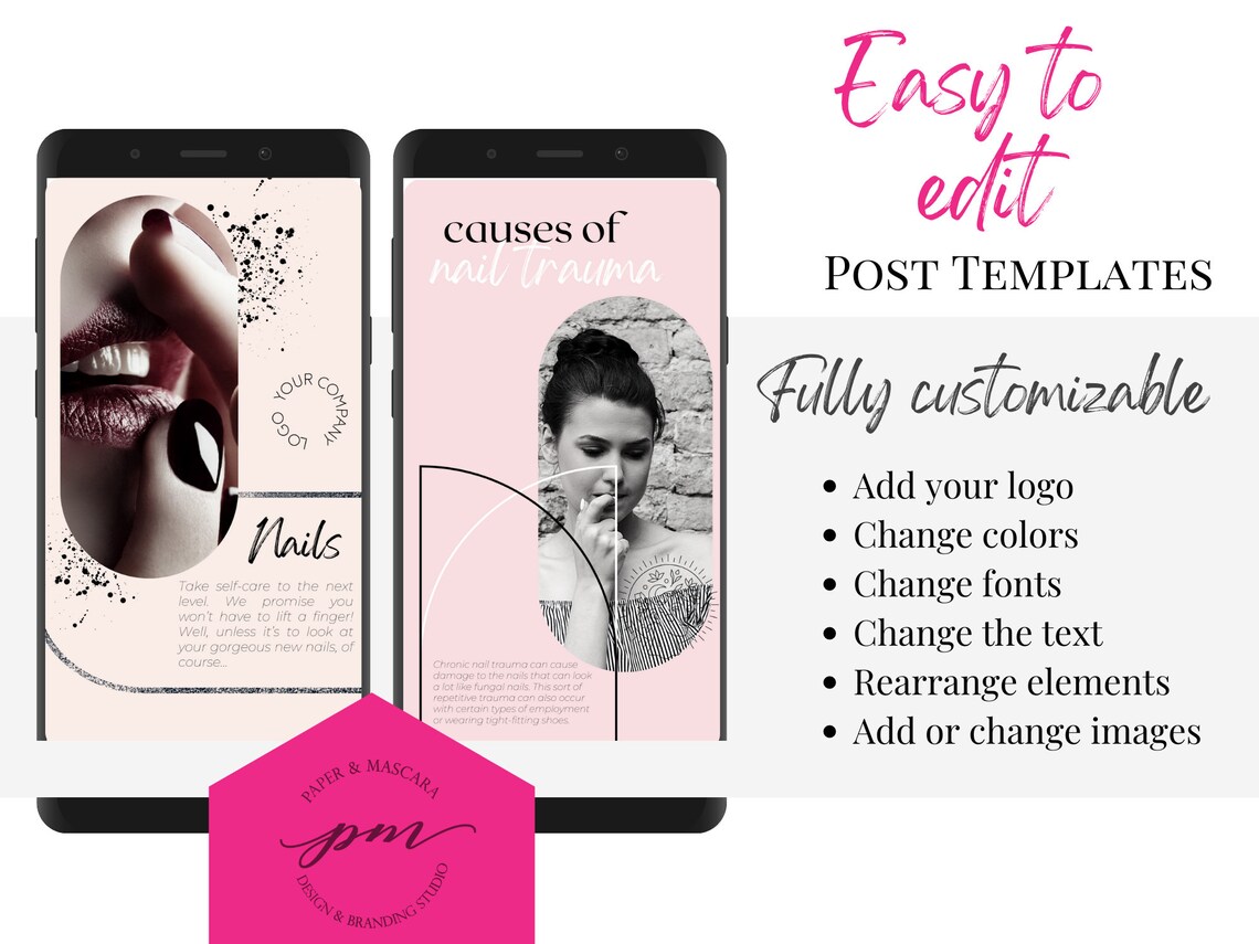 Nail Technician Instagram Story Templates Editable Nails - Etsy