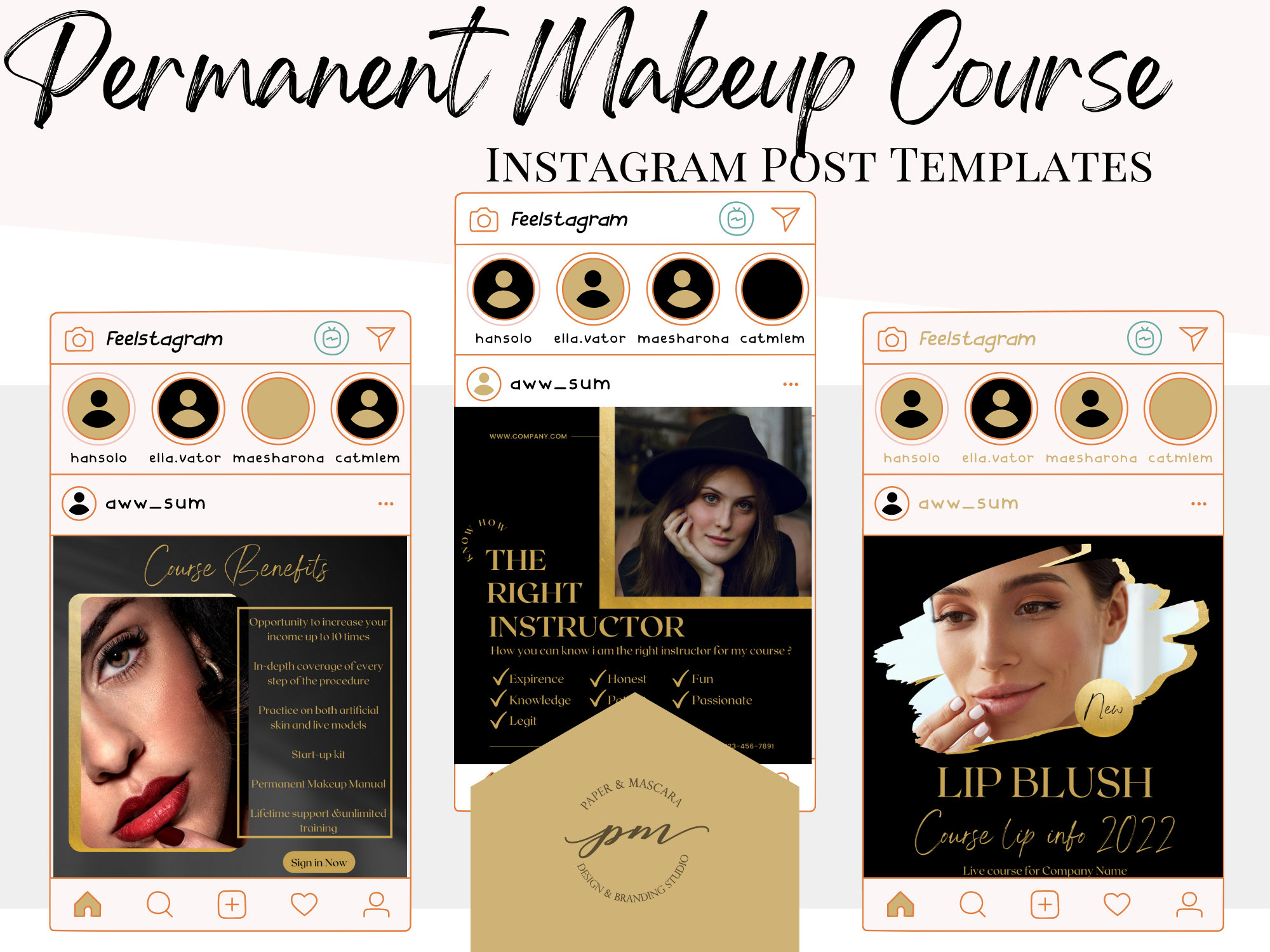 Permanent Makeup Course Instagram Post Templates, Editable PMU Social ...