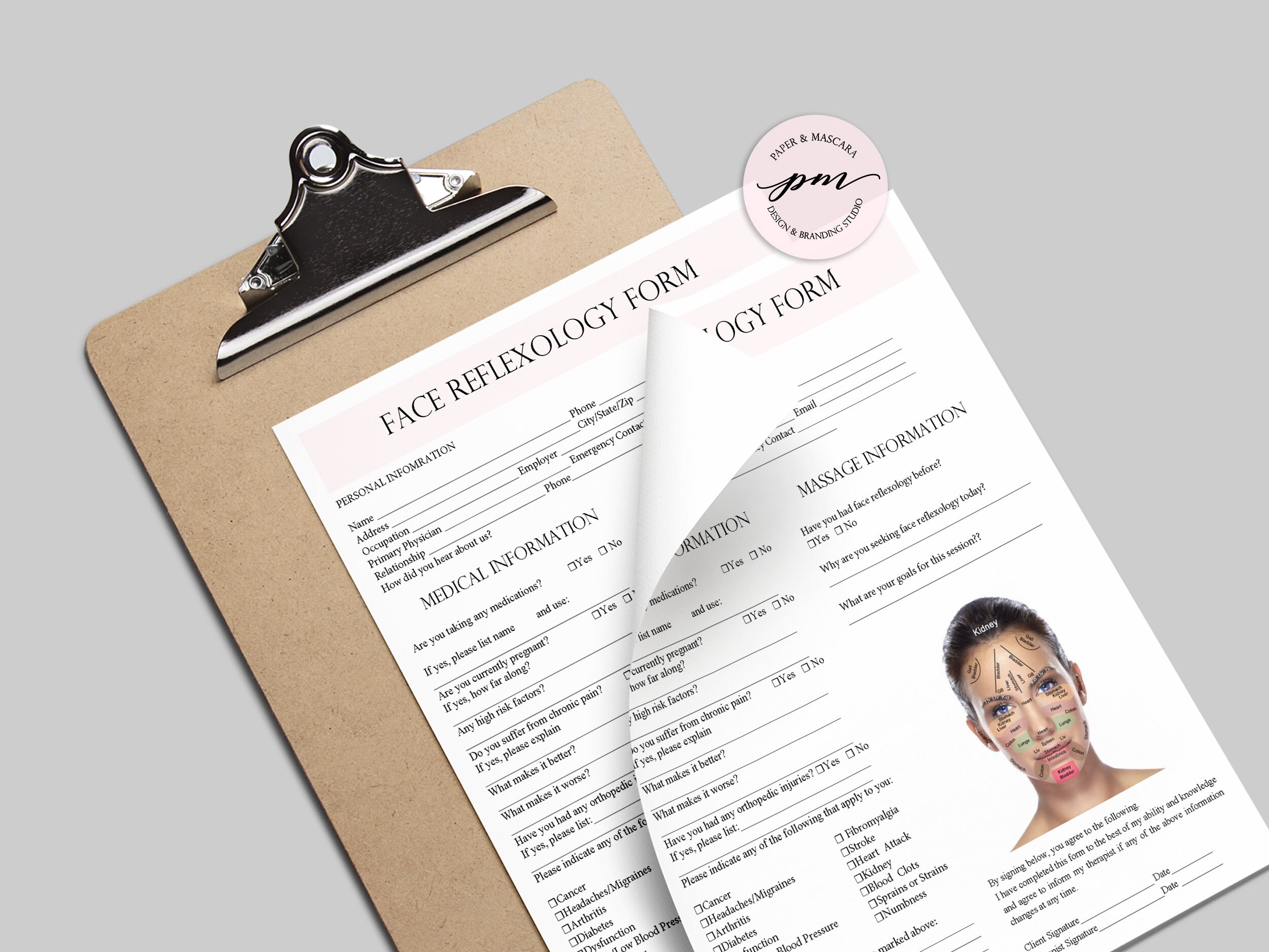 Face Reflexology Client Consultation Form Template Massage - Etsy