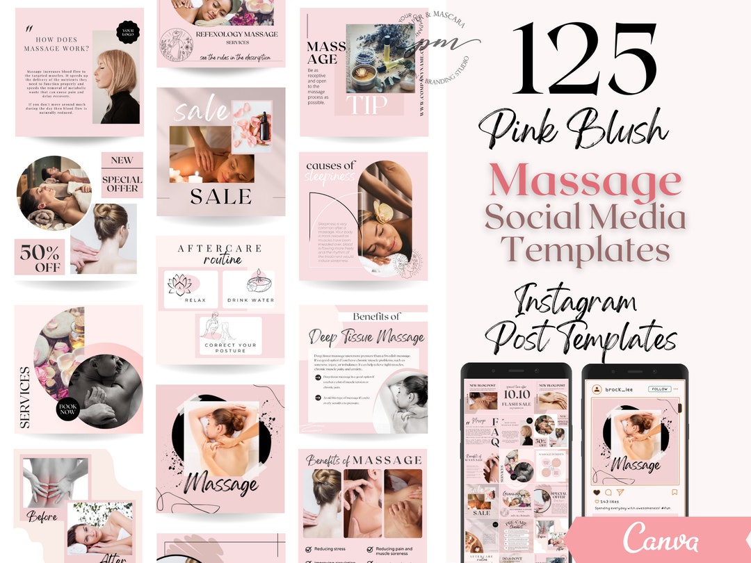 Massage Therapist Instagram Post Templates, Editable Massage Social ...