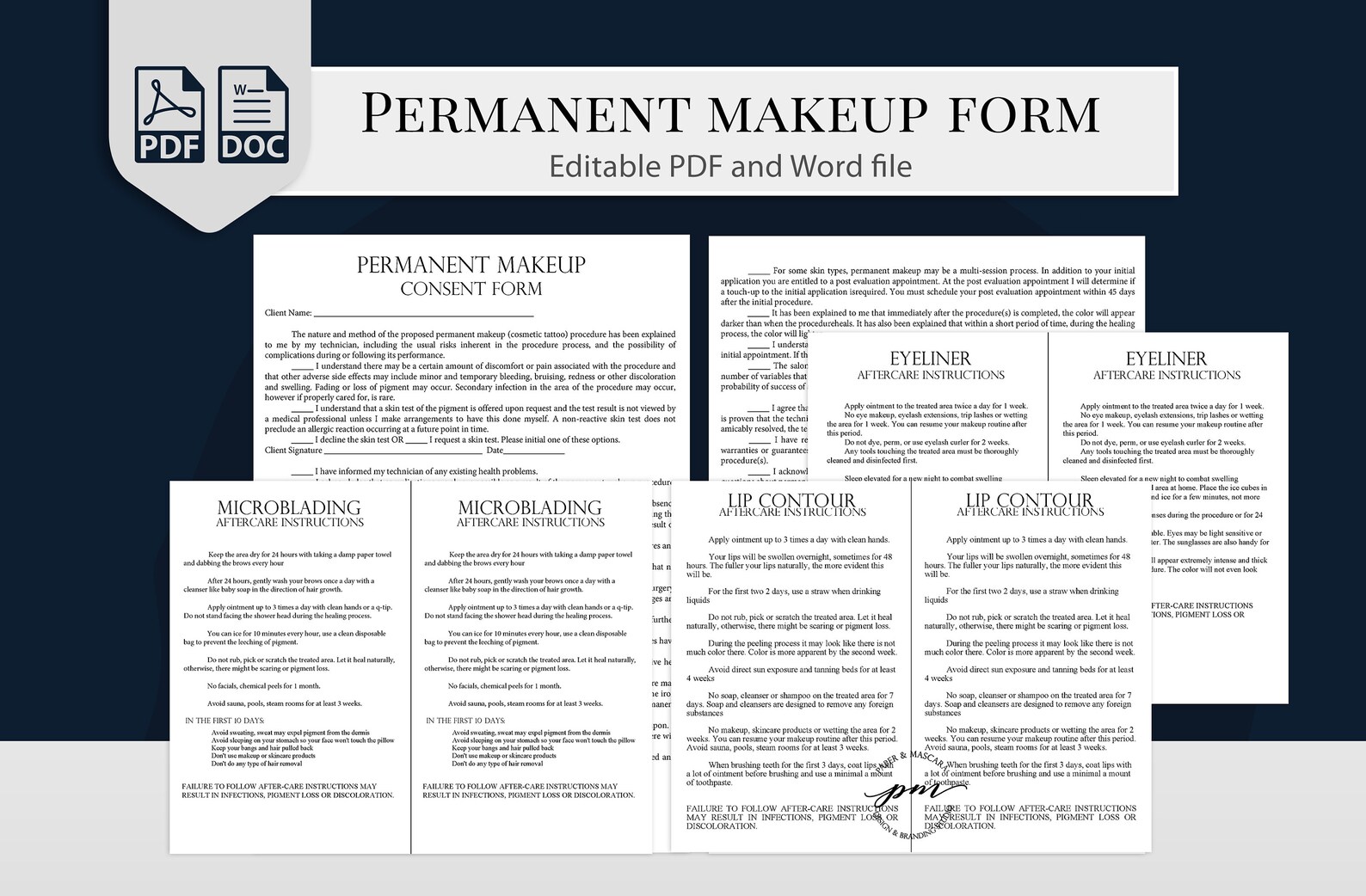 Editable Permanent Makeup Consent Forms Customizable | Etsy