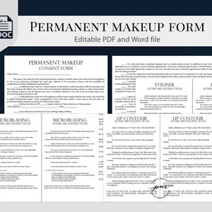 Editable Permanent Makeup Consent Forms Customizable | Etsy