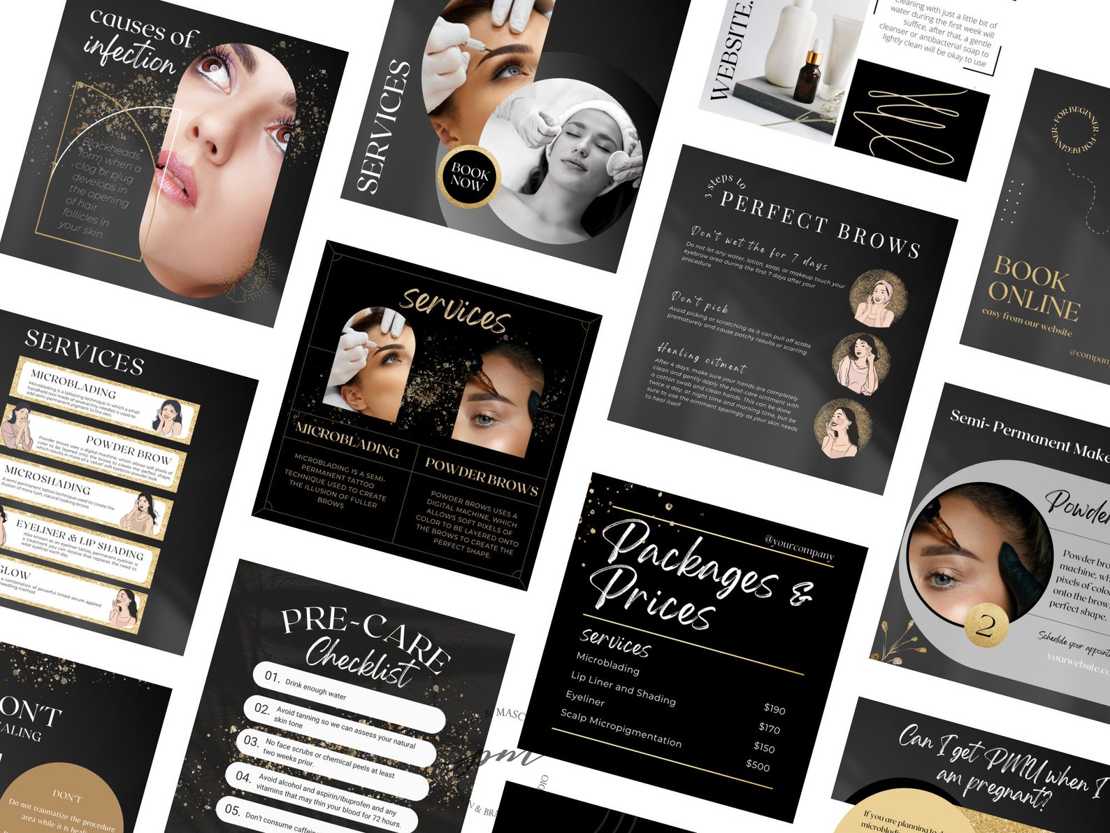 Permanent Makeup Instagram Post Templates, Editable PMU Social Media ...