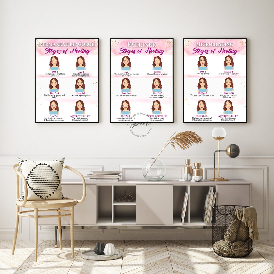 Permanent Makeup Stages of Healing Poster, Microblading, Eyeliner and ...