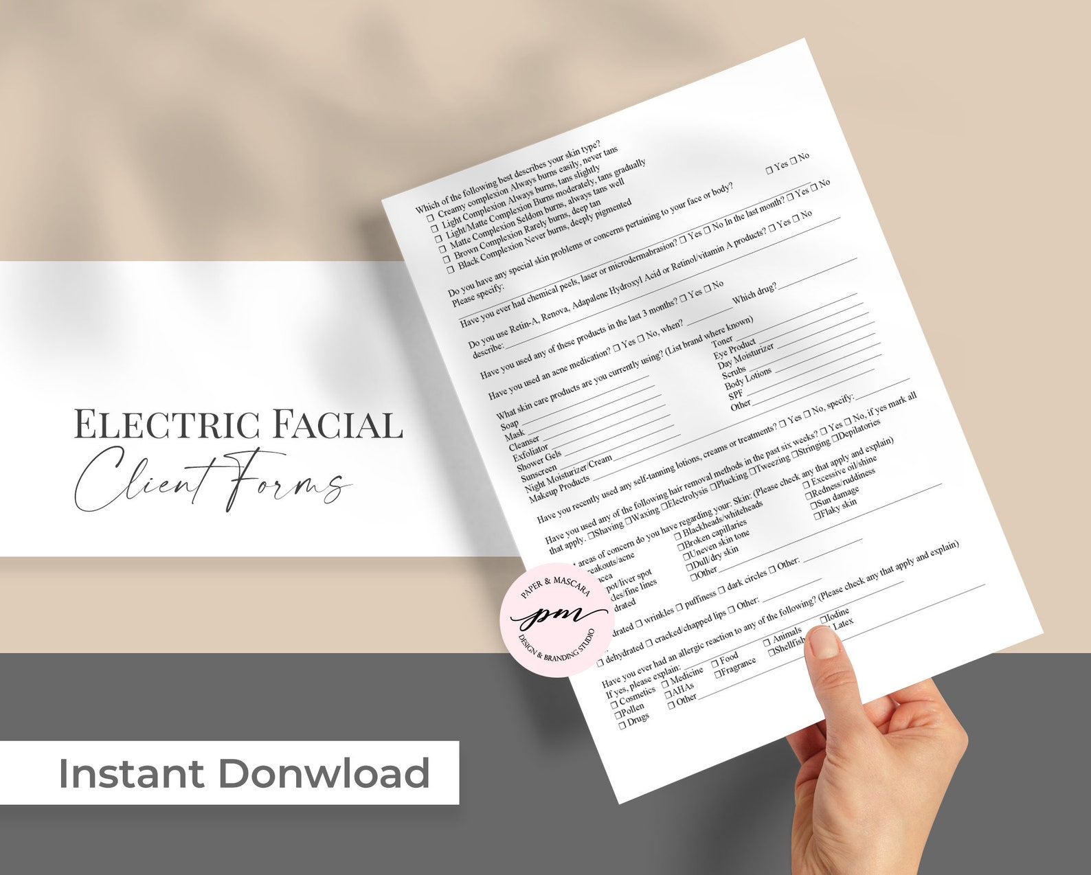 Electric Facial Consent Form Template, Facial Consultation Form ...