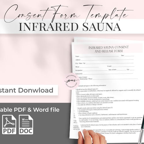 Infrared Sauna Consent Form Template Sauna Detox Consent - Etsy Australia