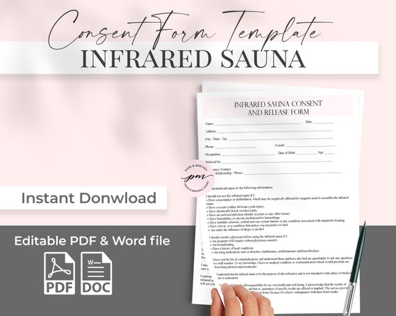 Infrared Sauna Consent Form Template Sauna Detox Consent - Etsy