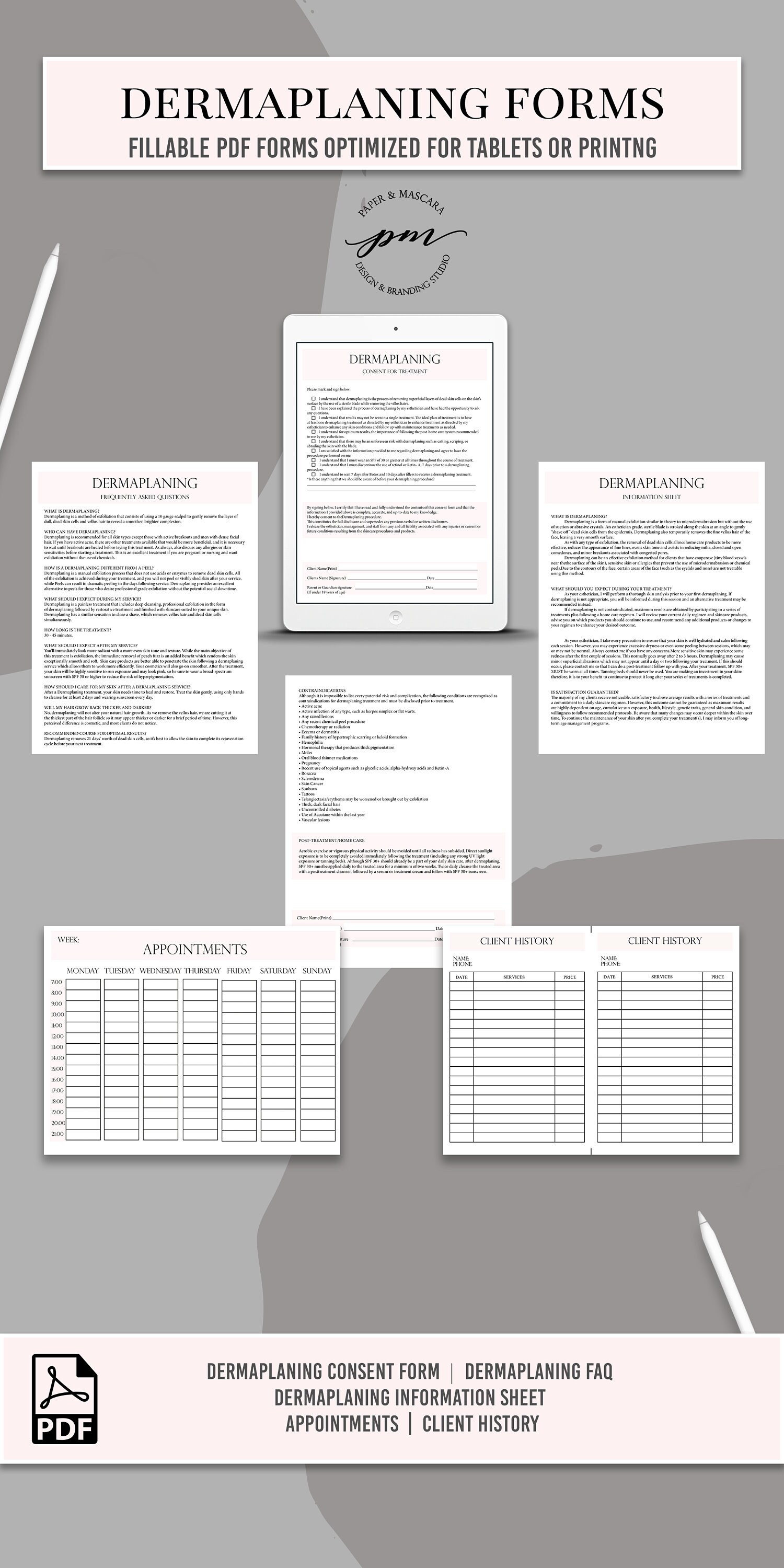 Dermaplaning Forms Clickable Dermaplaning Esthetician Forms - Etsy