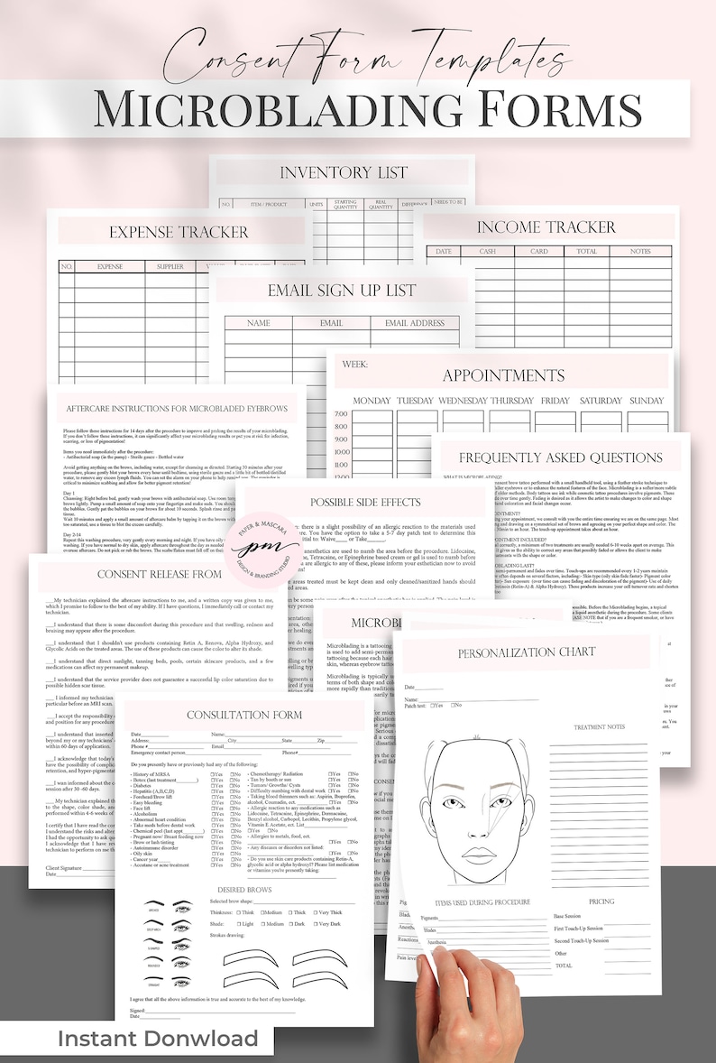 Microblading Permanent Makeup Form Templates Customizable - Etsy