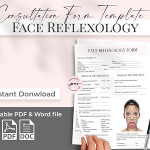 Face Reflexology Client Consultation Form Template, Massage Therapist ...