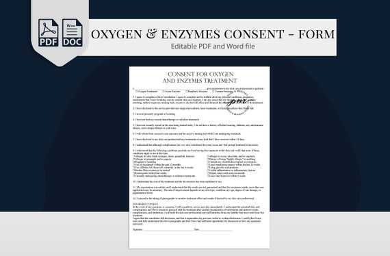 Oxygen and Enzyme Treatment Consent Form Facial Treatment | Etsy