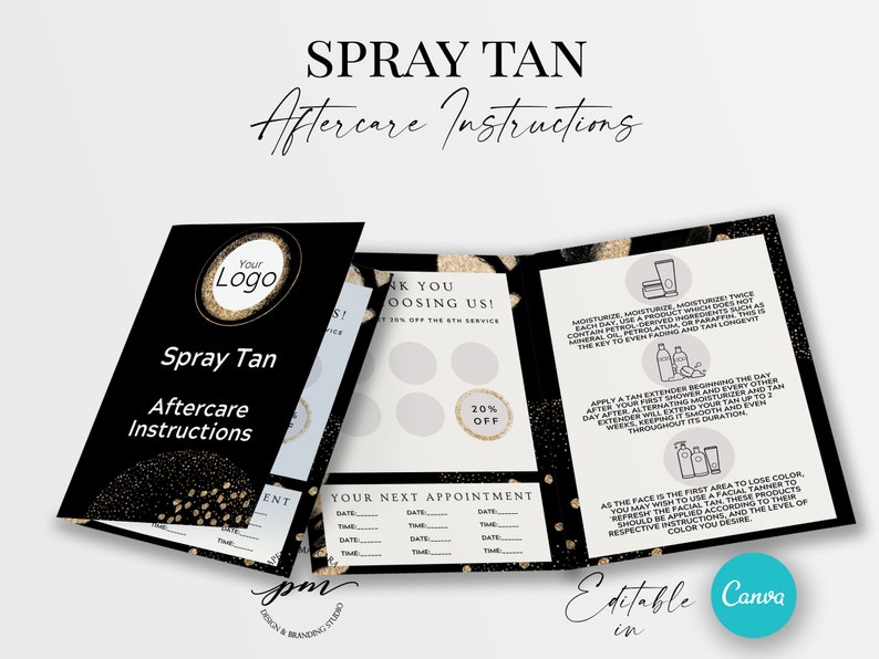 Editable Spray Tan Aftercare Card Spray Tan Loyalty Card | Etsy