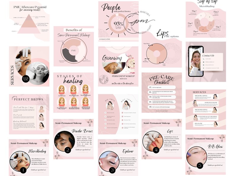 Permanent Makeup Instagram Post Templates Editable PMU Social - Etsy