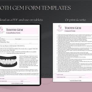 Editable Tooth Gem Consent Form, Tooth Gem Waiver and Intake Form ...