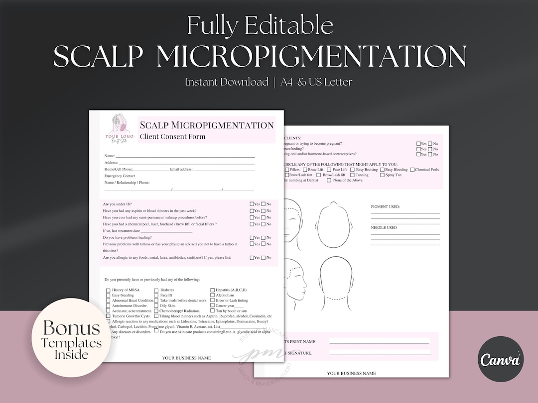 Editable Scalp Micropigmentation Form Template, Scalp Micropigmentation ...