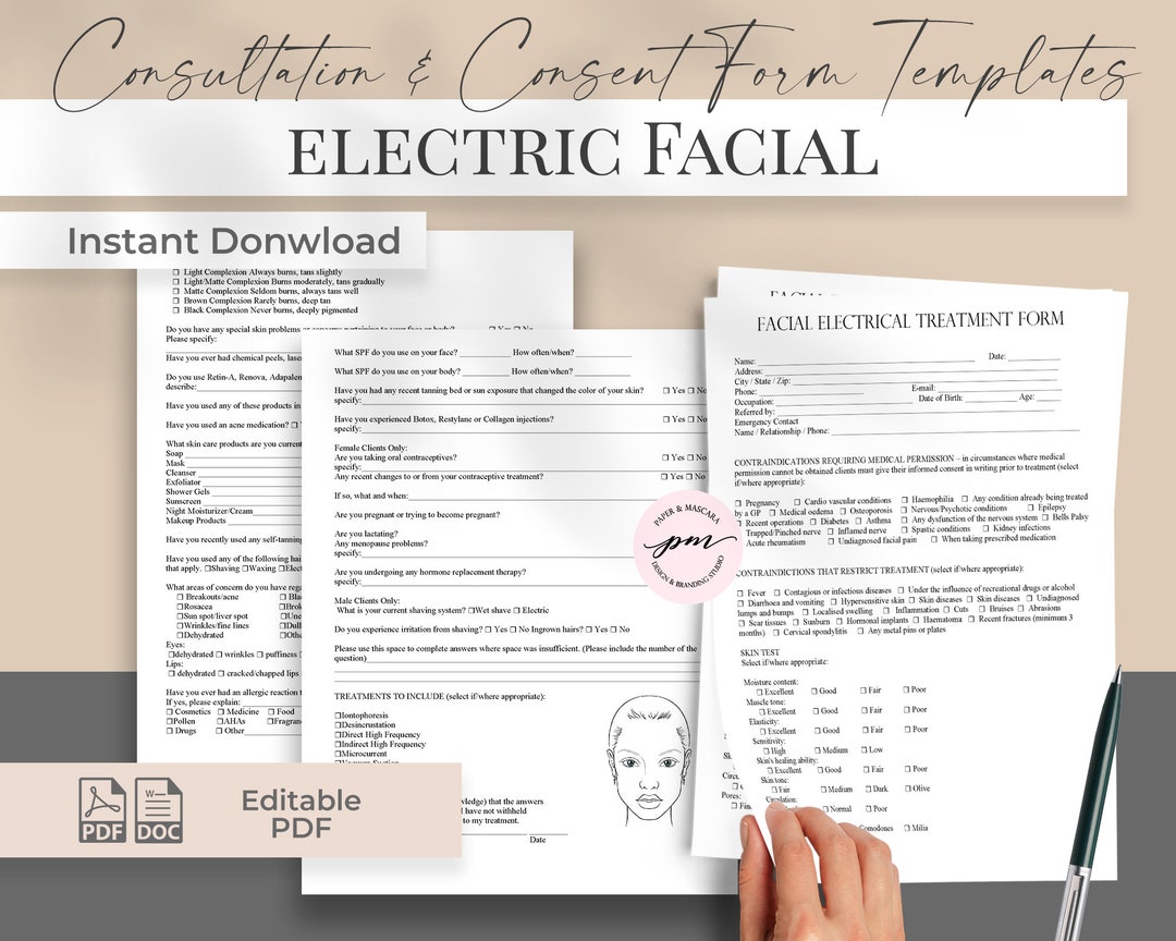 Electric Facial Consent Form Template, Facial Consultation Form ...