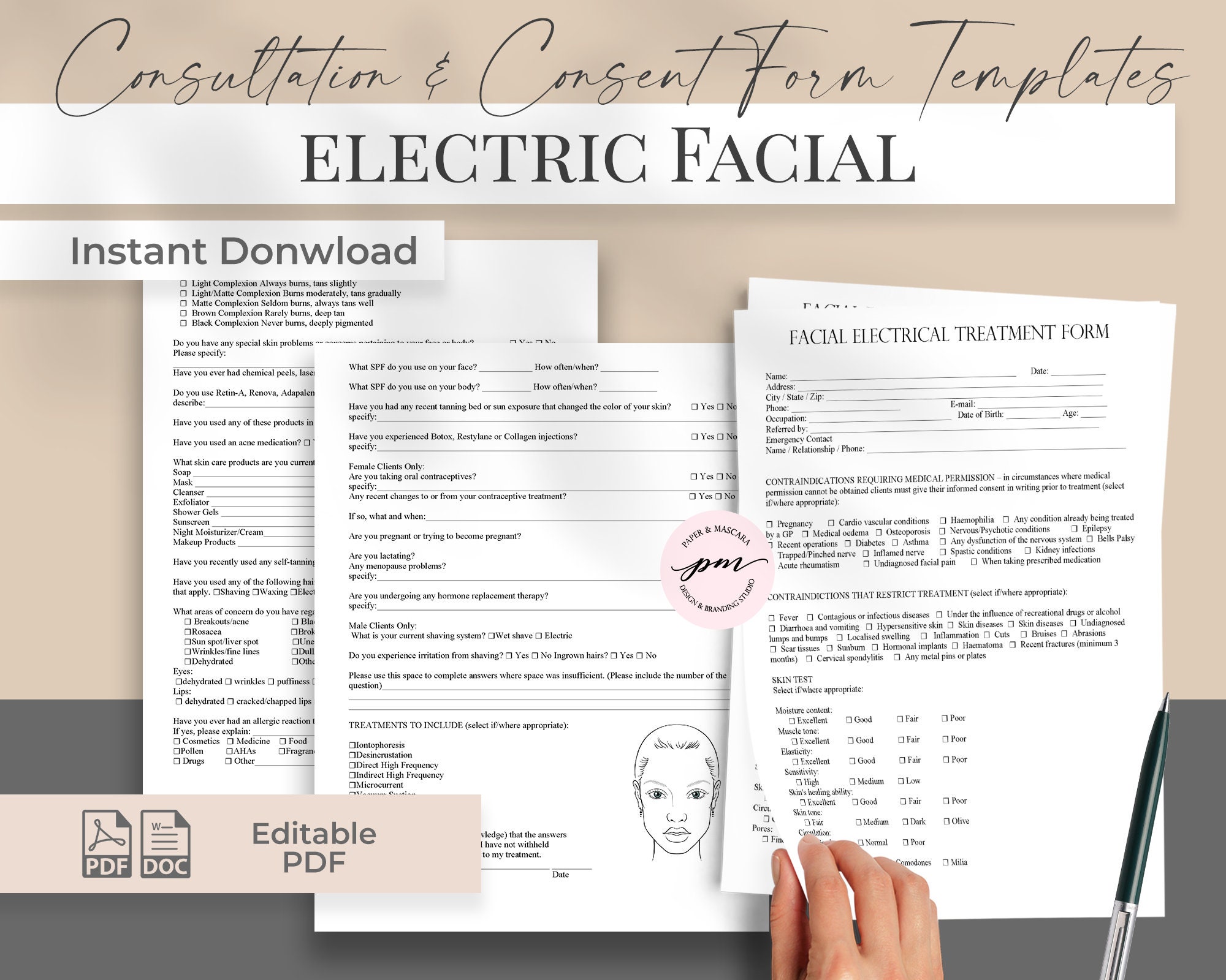 Electric Facial Consent Form Template Facial Consultation - Etsy UK