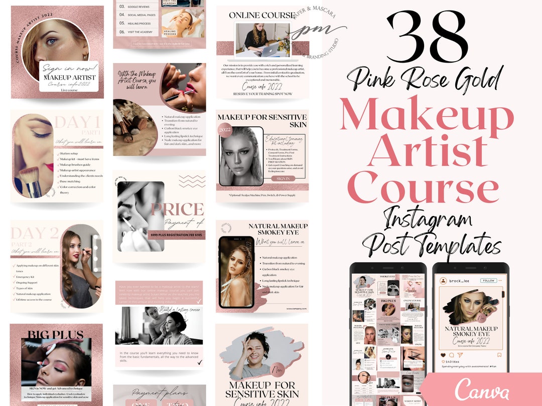 Makeup Artist Course Instagram POST Templates, Editable Makeup Artist ...