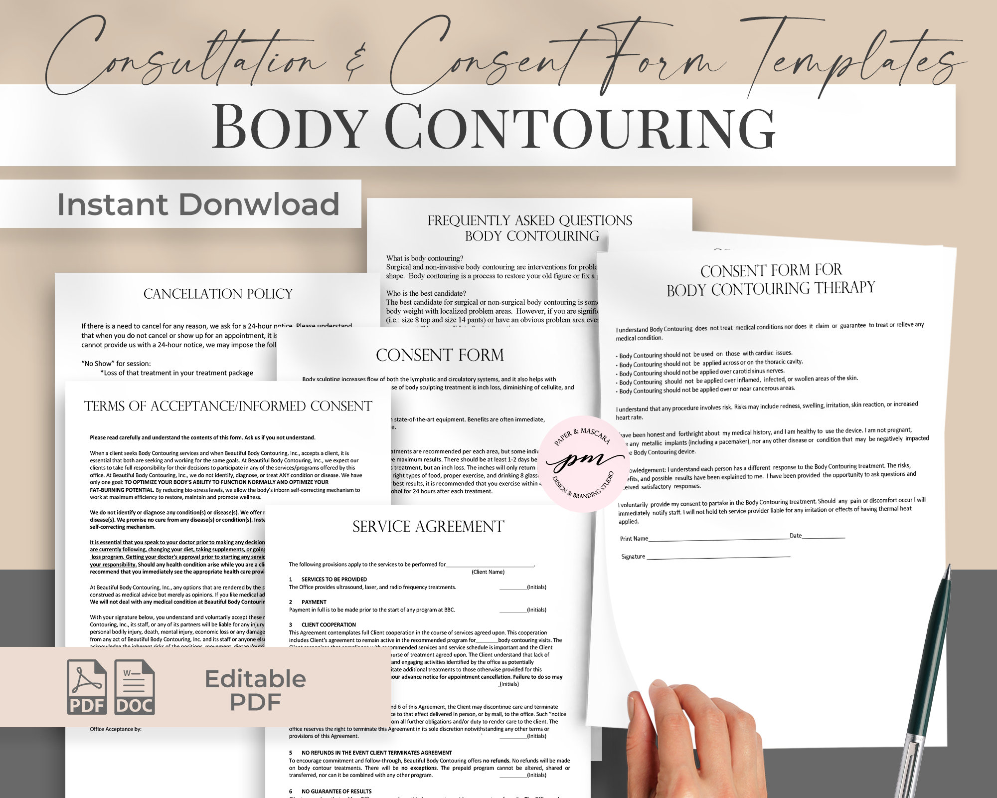 Body Contouring Client Form Template, Body Contouring Consent Form ...