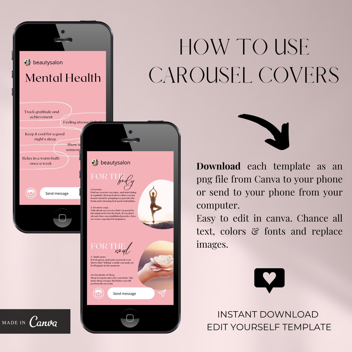 Instagram Carousel Story Template Pink Editable Instagram - Etsy
