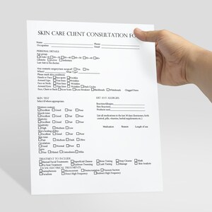 Esthetician Client Intake Form Template, Skin Care Consultation Form ...