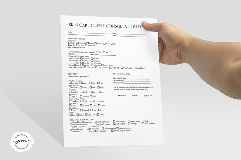Esthetician Client Intake Form Template Skin Care - Etsy
