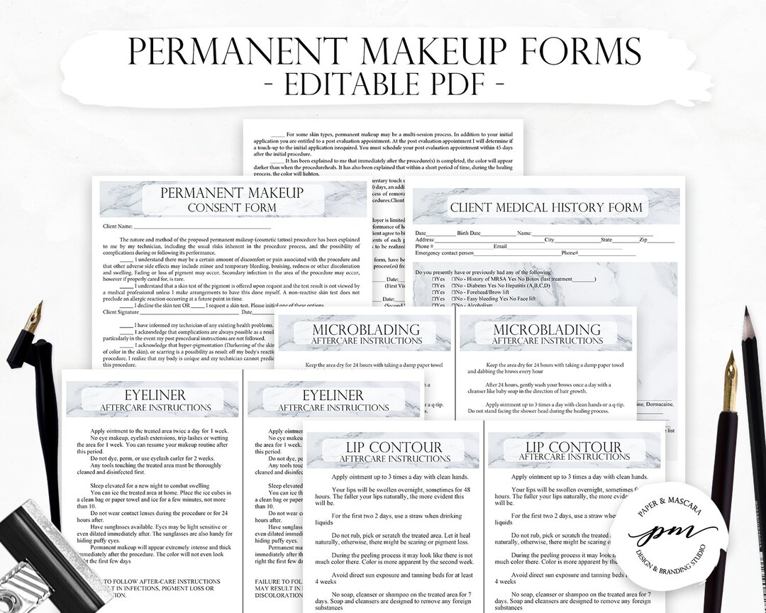 Editable Permanent Makeup Consent Forms, Customizable Microbalding ...