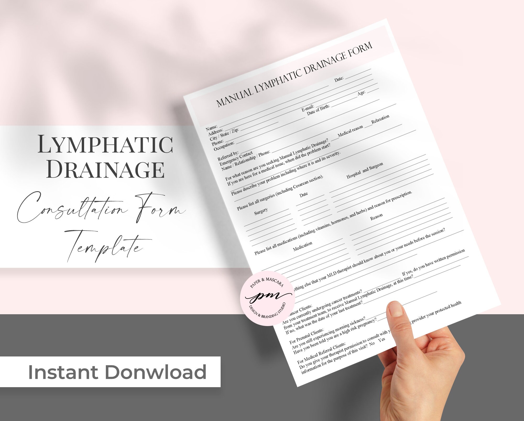 Lymphatic Drainage Form Template Massage Therapist Form - Etsy UK