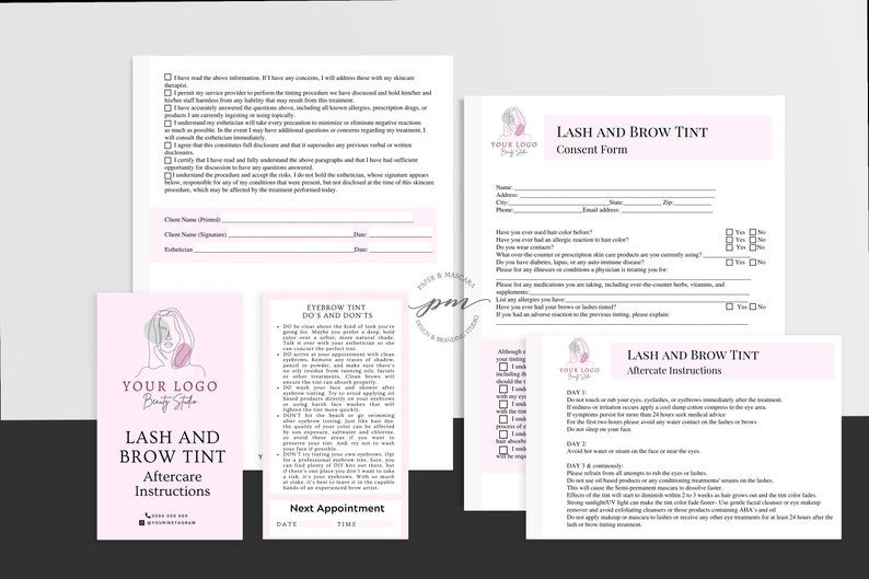 Editable Lash and Brow Tinting Form Template Lash Tinting - Etsy