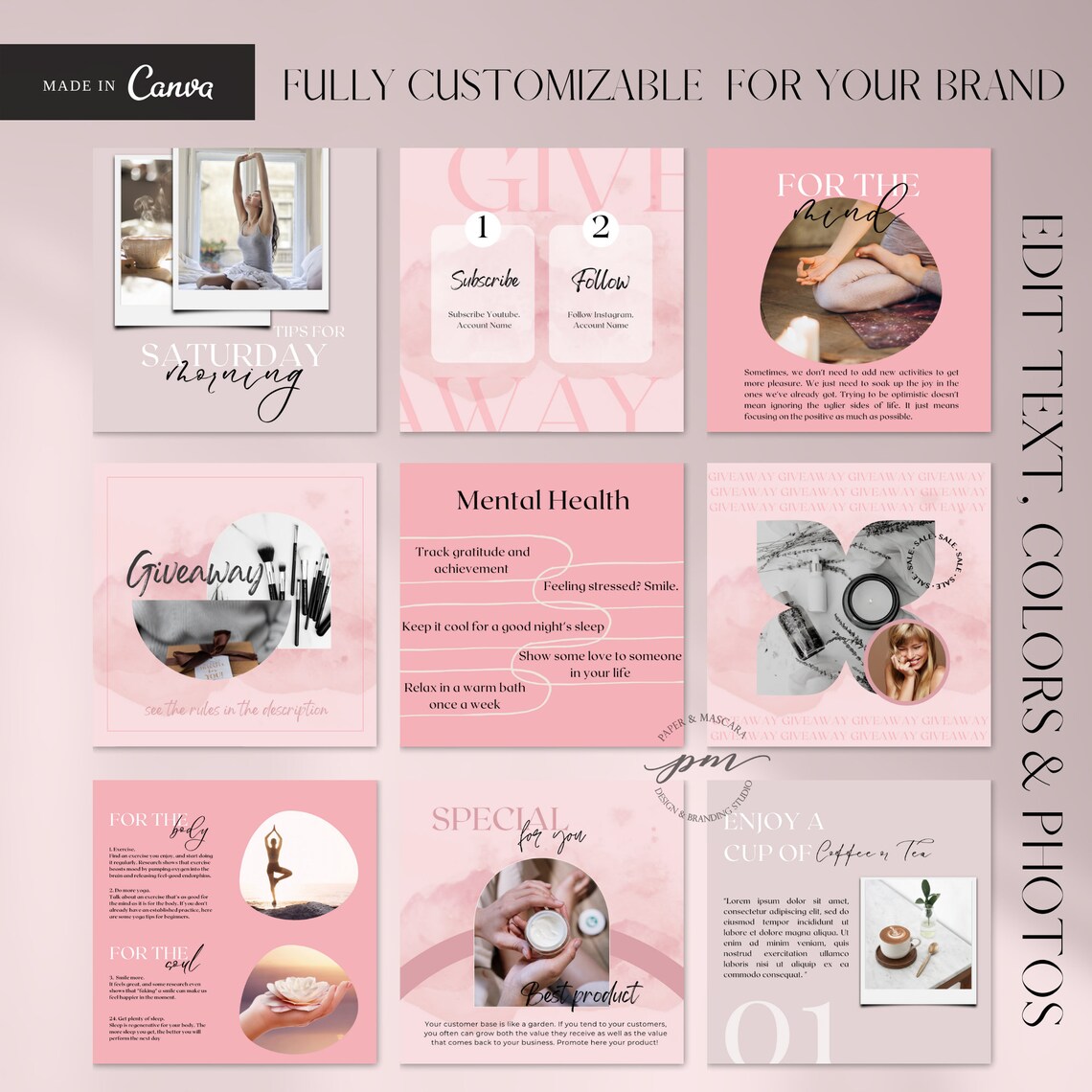 Instagram Carousel Post Template Pink Editable Instagram Post - Etsy