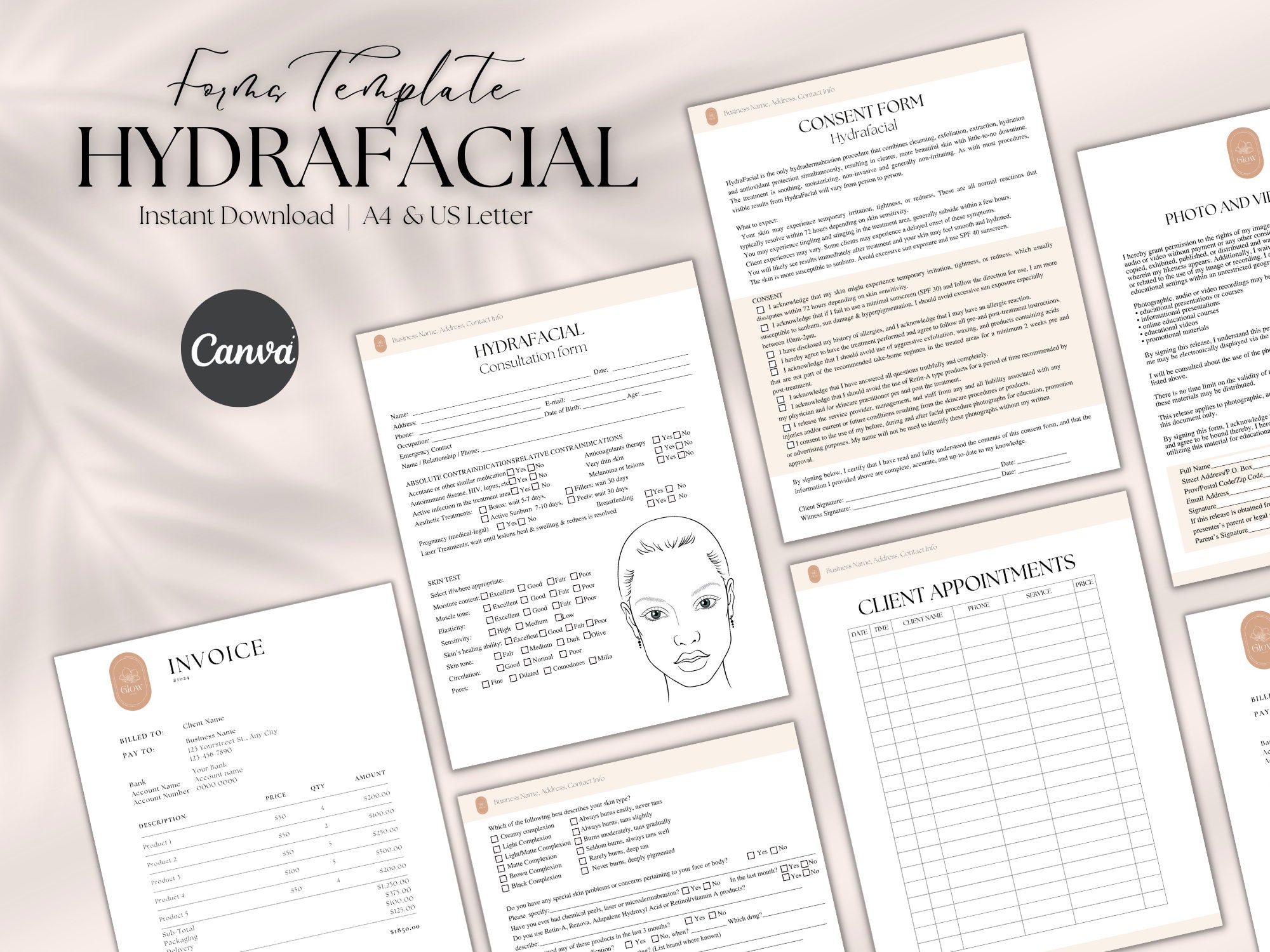 Editable Hydrafacial Consent Form Template Hydrafacial Client - Etsy