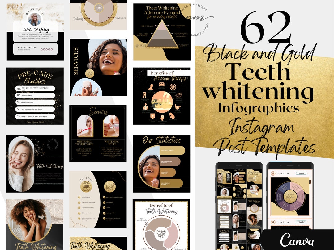 Teeth Whitening Instagram Post Templates, Editable Teeth Whitening ...