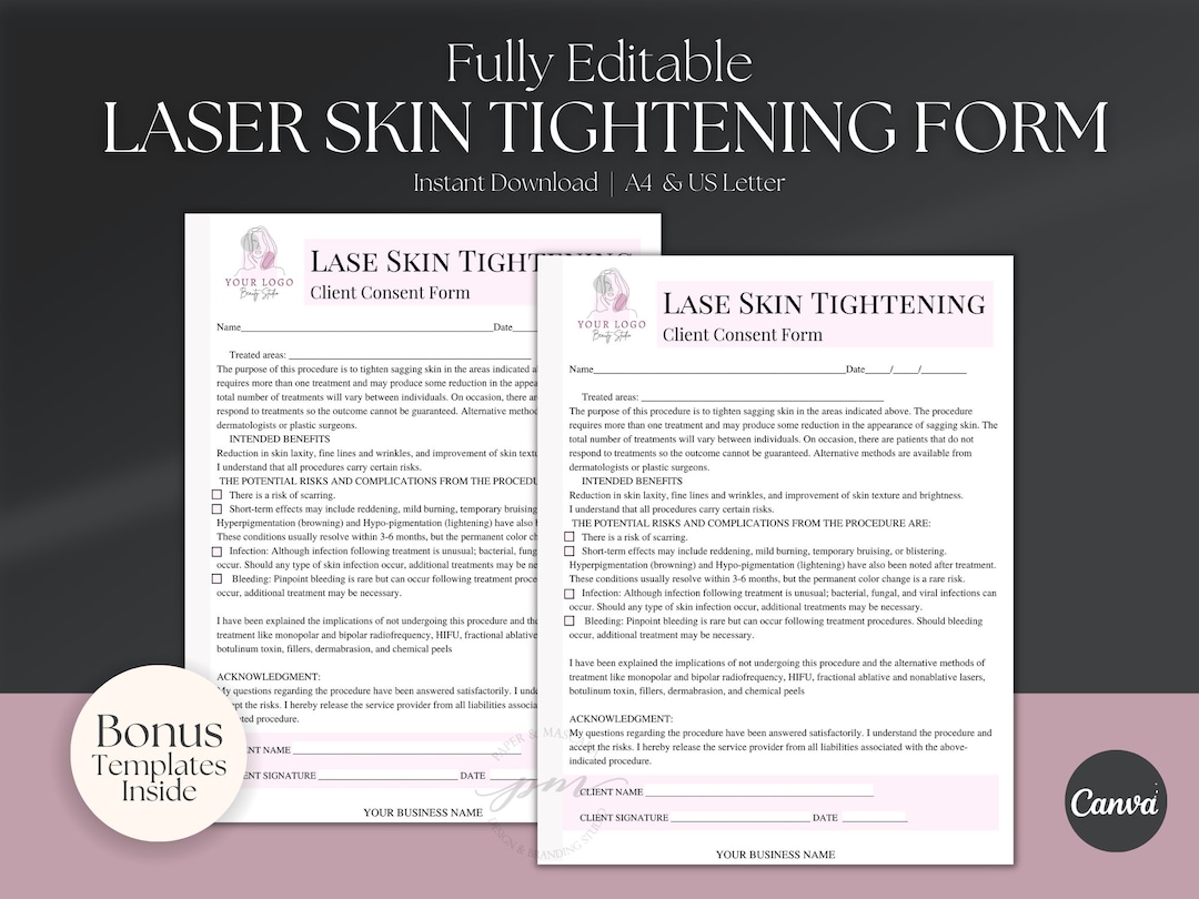 Laser Skin Tightening Consent Form Template, Editable Laser Skin ...