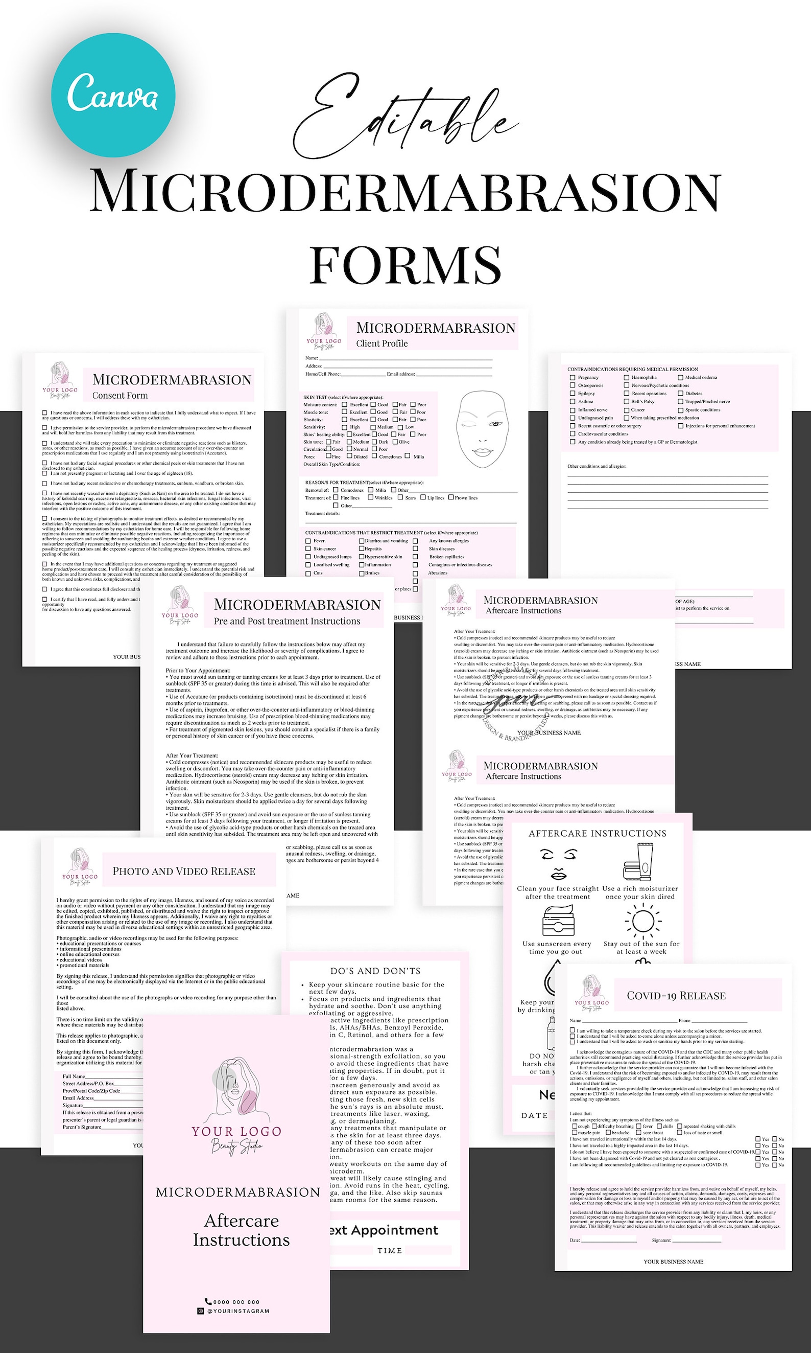 Editable Microdermabrasion Forms Template Microdermabrasion - Etsy