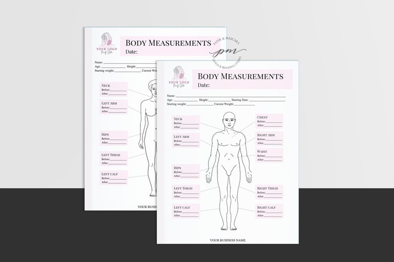 Editable Body Measurements Chart Template Body Contouring | Etsy