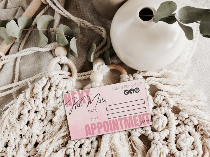 Pink Referral Card Template Editable Next Appointment Card | Etsy