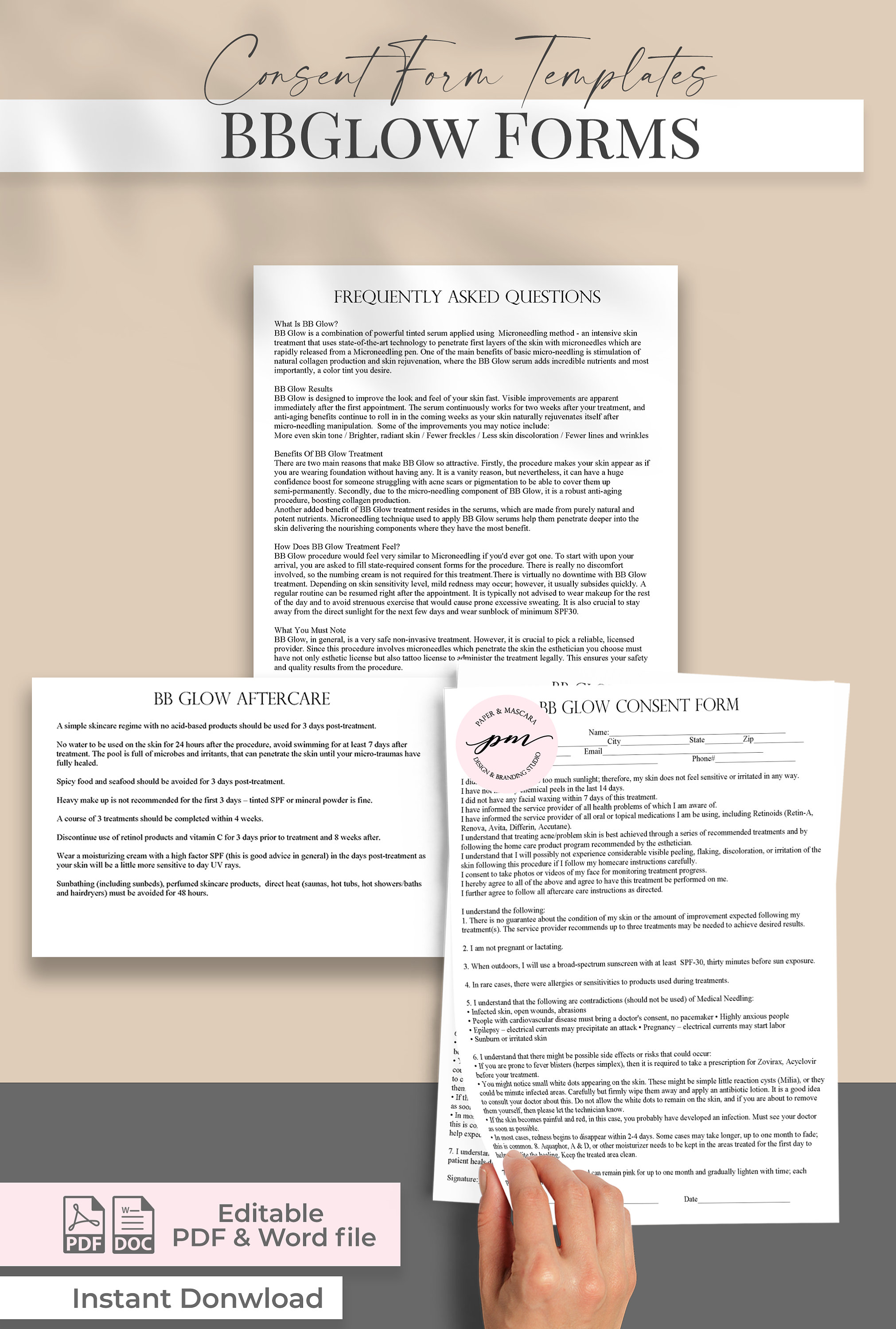 BB Glow Consent Form Template, Bbglow Aftercare Instructions Template ...