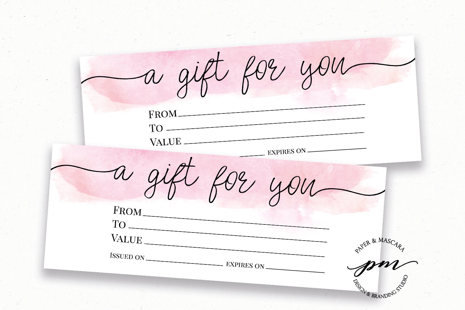 Pink Watercolor Gift Certificate Gift Voucher Card | Etsy