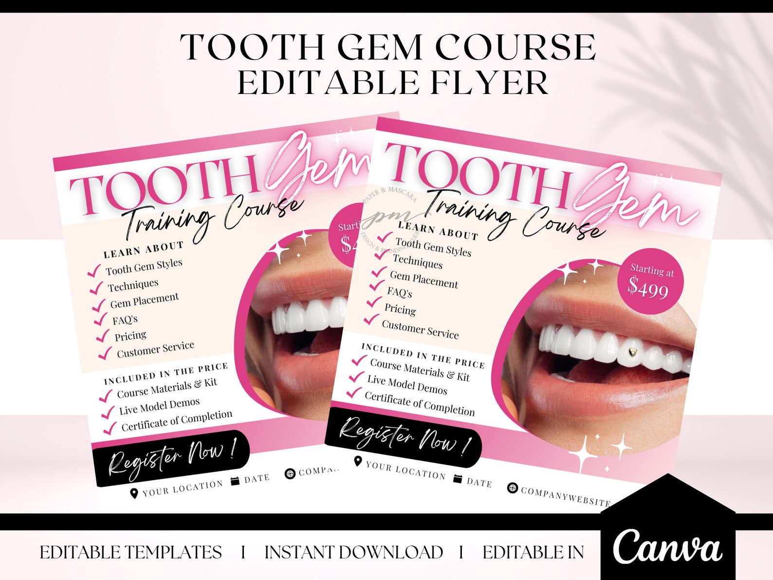 Editable Tooth Gem Course Flyer Template, Tooth Charms Training ...